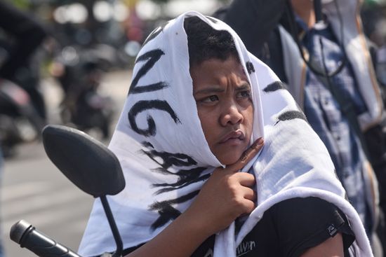 Young Demonstrator Seen Covered Protest Banner Editorial Stock Photo ...