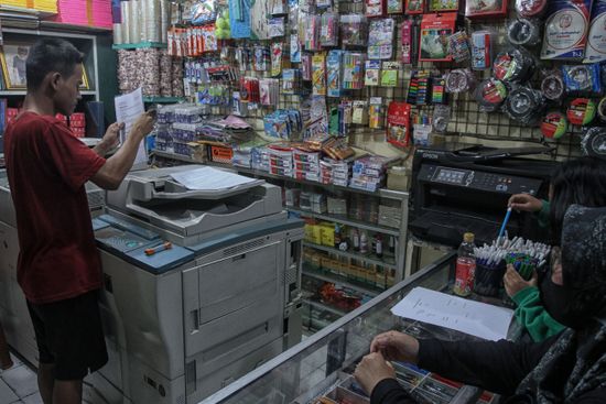 Shop Employee Sorts Photocopied Material Photocopy Editorial Stock ...