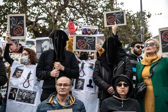 Protesters Performed Execution Scene Ropes Around Editorial Stock Photo ...