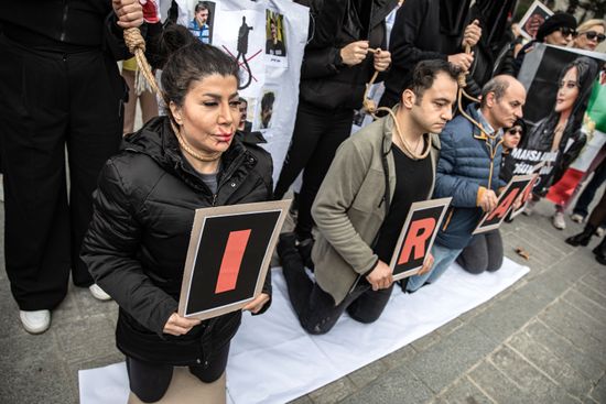 Protesters Performed Execution Scene Ropes Around Editorial Stock Photo ...