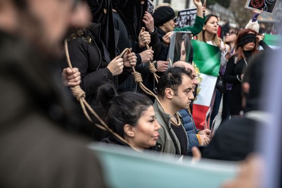 Protesters Performed Execution Scene Ropes Around Editorial Stock Photo ...