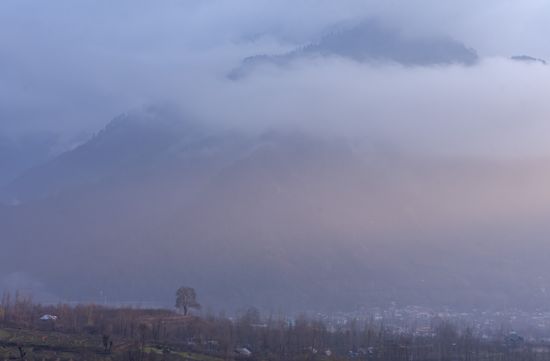 Sunrays Pass Through Clouds Covered Mountain Editorial Stock Photo ...