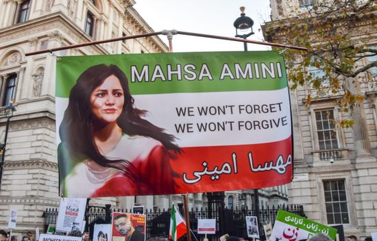 Mahsa Amini Banner Seen During Demonstration Editorial Stock Photo ...