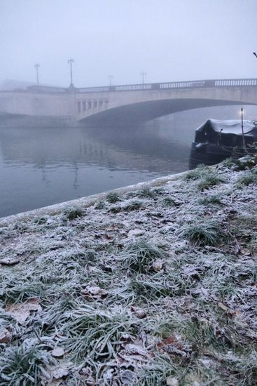 Freezing Fog Along Riverside First Light Editorial Stock Photo - Stock ...