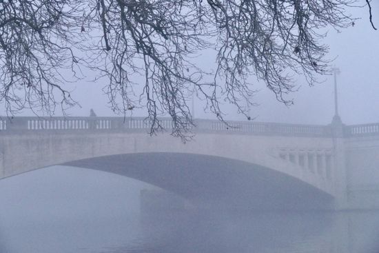 Freezing Fog Along Riverside First Light Editorial Stock Photo - Stock ...