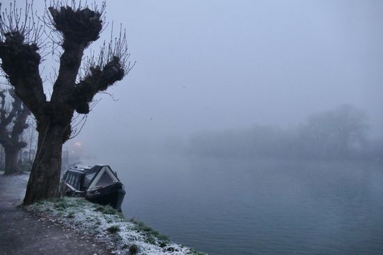 Freezing Fog Along Riverside First Light Editorial Stock Photo - Stock ...