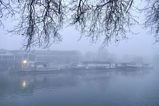 Freezing Fog Along Riverside First Light Editorial Stock Photo - Stock ...