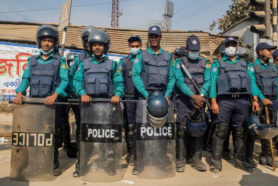 Bangladesh Police Officers Stand On Guard Editorial Stock Photo - Stock ...