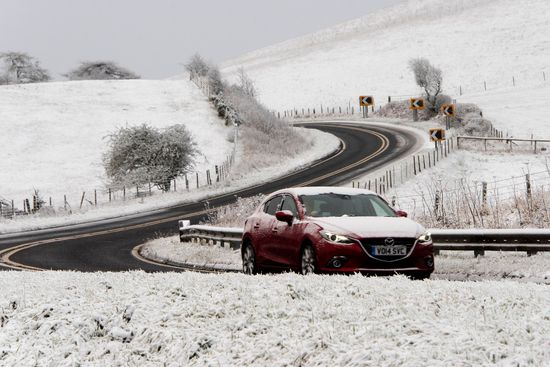 Motorist Drives Along A44 Road Through Editorial Stock Photo - Stock ...