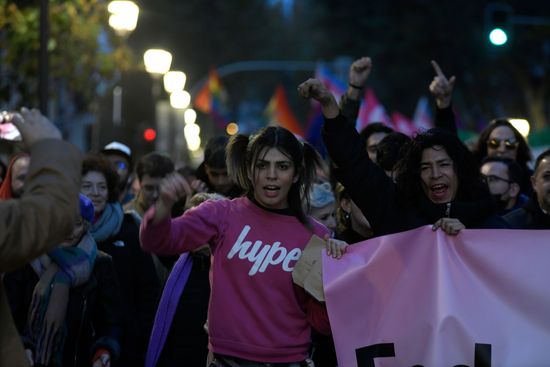 Trans Rights Activists Shout Slogans During Editorial Stock Photo ...