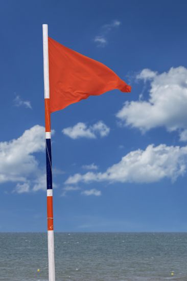 Red Warning Flag Signalling High Hazard Editorial Stock Photo - Stock ...