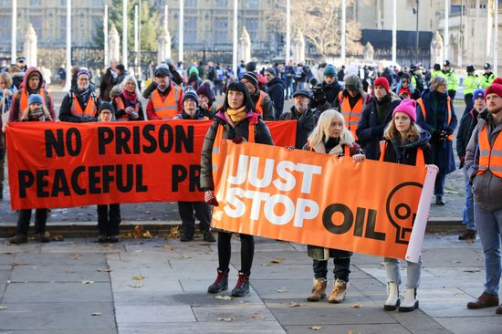 Protesters March Banners During Demonstration Climate Editorial Stock ...
