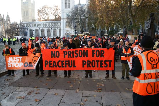 Protesters March Banners During Demonstration Climate Editorial Stock ...