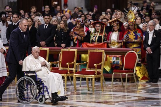 Pope Francis Sitting Wheelchair Presides Mass Editorial Stock Photo ...