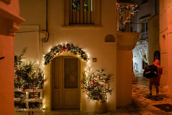Christmas Lights Decorations Alleys Historic Center Editorial Stock ...