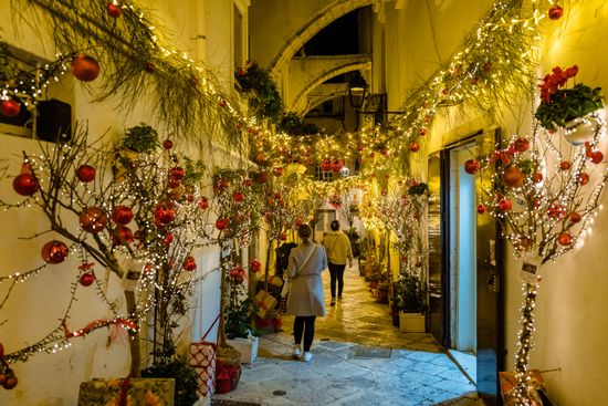 Christmas Lights Decorations Alleys Historic Center Editorial Stock ...