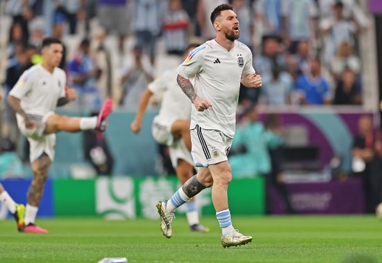 Lionel Messi Argentina Warms Lusail Iconic Editorial Stock Photo ...