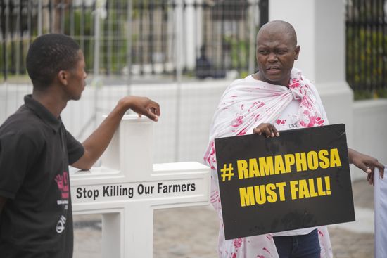 Small Group Protests Against President Ramaphosa Editorial Stock Photo ...