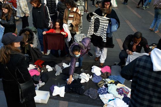 Passersby Look Secondhand Free Items Activists Editorial Stock Photo ...