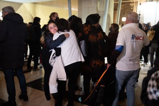 People Hug Next Temporary Courtroom During Editorial Stock Photo ...