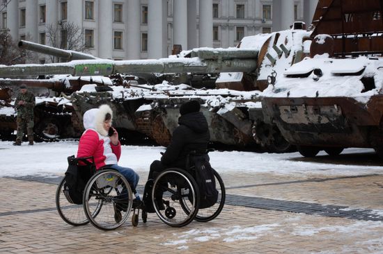 Women Wheelchairs Talk Close Destroyed Russian Editorial Stock Photo ...