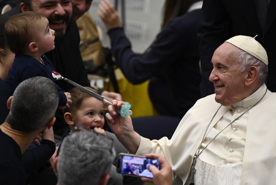 Pope Francis Grabs Pacifier Baby During Editorial Stock Photo - Stock ...