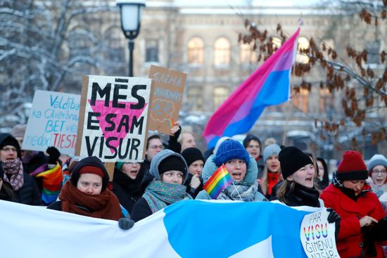 Participants Hold Posters During Picket Outside Editorial Stock Photo ...