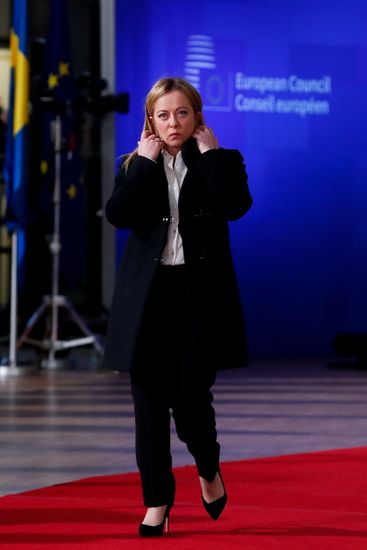 Italys Prime Minister Giorgia Meloni Arrives Editorial Stock Photo ...