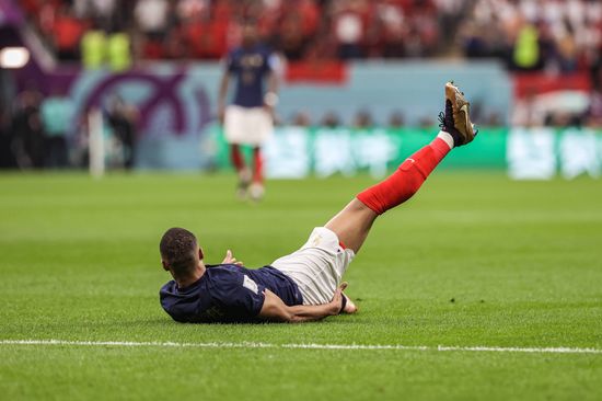 Kylian Mbappe France Lying On Pitch Editorial Stock Photo - Stock Image ...