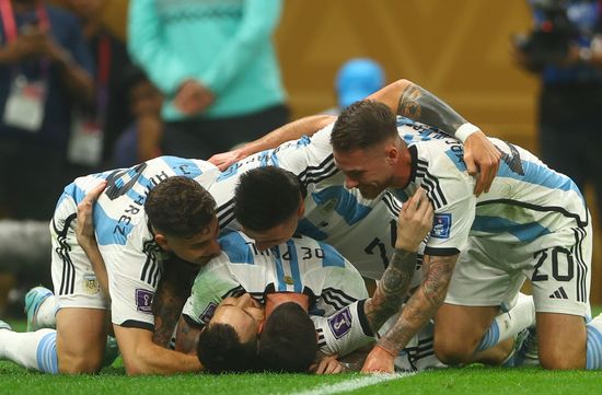 Lionel Messi Argentina Mobbed By Team Editorial Stock Photo - Stock ...