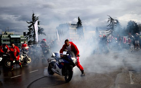 Rocker Wearing Santa Claus Outfits Spin Editorial Stock Photo - Stock ...