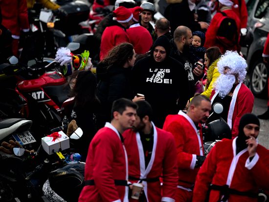 Rockers Dressed Santa Claus Attend Traditional Editorial Stock Photo ...