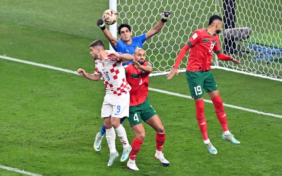 Goalkeeper Yassine Bounou Moroccomakes Save During Editorial Stock ...