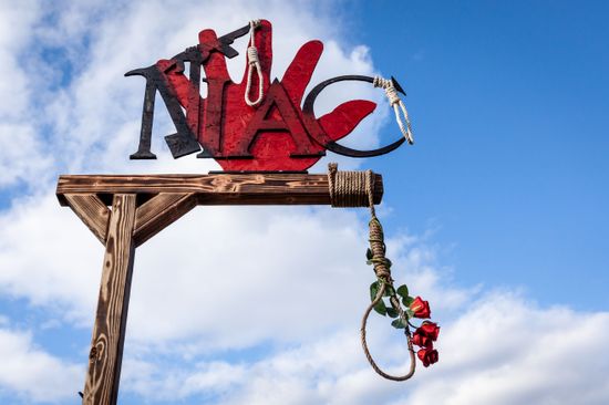 Red Hand Letters Naic Sits On Editorial Stock Photo - Stock Image ...