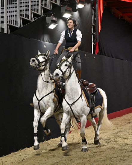 Ridre On Two Horses Enters Arena Editorial Stock Photo - Stock Image ...