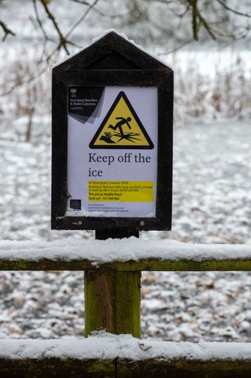 Keep Off Ice Sign Near Pond Editorial Stock Photo - Stock Image ...