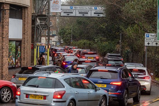 Long Queues Car Parks Kingston Southwest Editorial Stock Photo - Stock ...