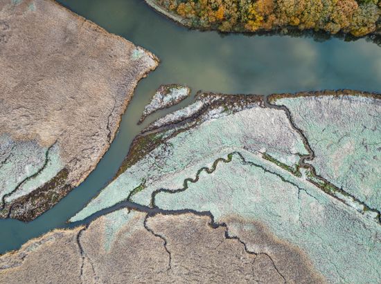 Top Down View Over Marshland River Editorial Stock Photo - Stock Image ...