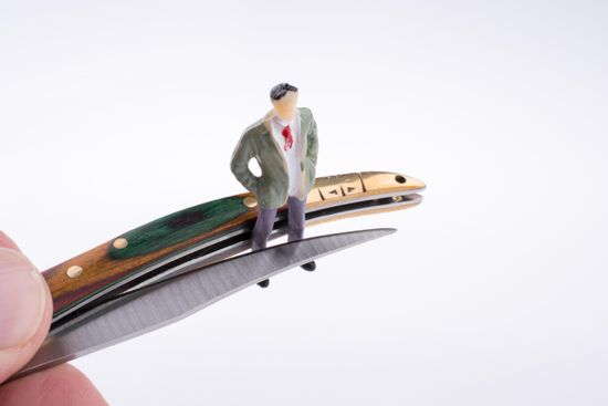 Hand Holding Pocket Knife Near Human Editorial Stock Photo - Stock ...