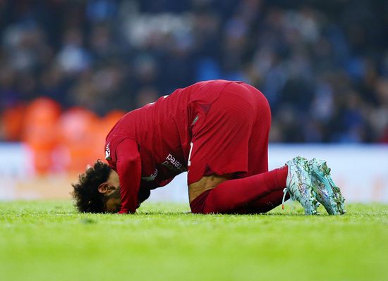 Mohamed Salah Liverpool Celebrates Scoring Goal Editorial Stock Photo ...