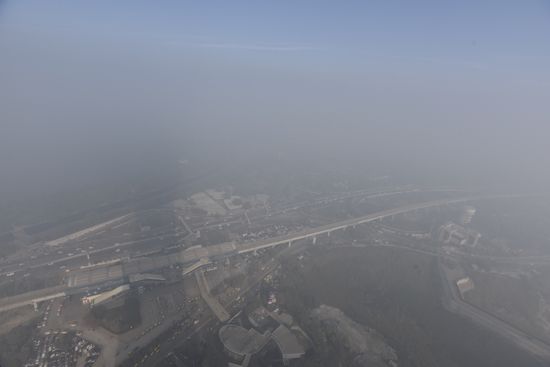 Aerial View Dense Fog Over City Editorial Stock Photo - Stock Image ...