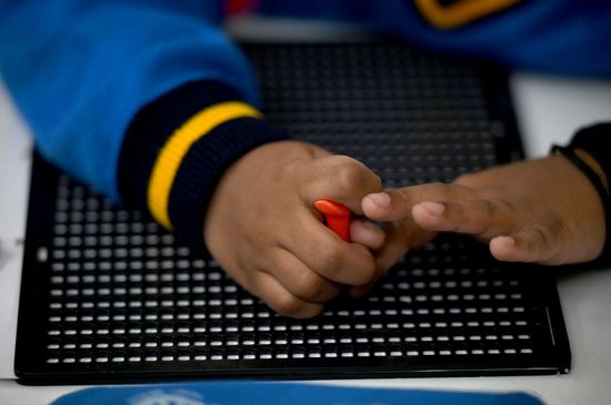 Visually Impaired Students Study During Class Editorial Stock Photo ...