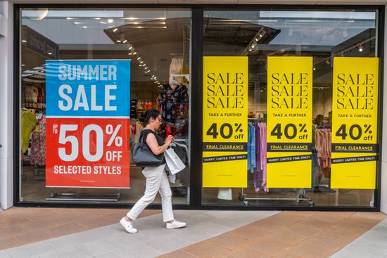 Shoppers Walk Past Sale Signs Shop Editorial Stock Photo - Stock Image ...