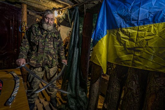 Soldier Cossack Battalion Exhibits Ceremonial Swords Editorial Stock ...