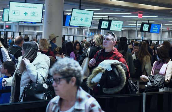 Travelers Wait Tsa Security Screening Line Editorial Stock Photo ...