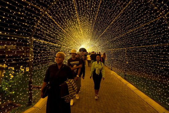 People Walk Through Light Tunnel Light Editorial Stock Photo - Stock ...