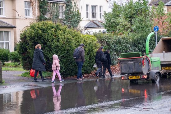Pedestrians Struggle Walk Along Pavement After Editorial Stock Photo ...