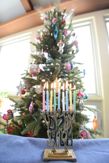 Hanukkah Menorah Christmas Tree Editorial Stock Photo - Stock Image ...
