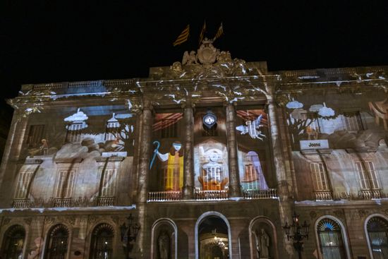 Nativity Scene Seen Projected During Christmas Editorial Stock Photo ...