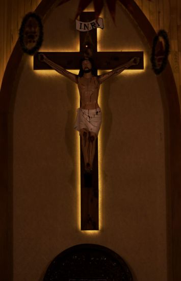 Jesus Christ On Cross Eliminated Lights Editorial Stock Photo - Stock ...